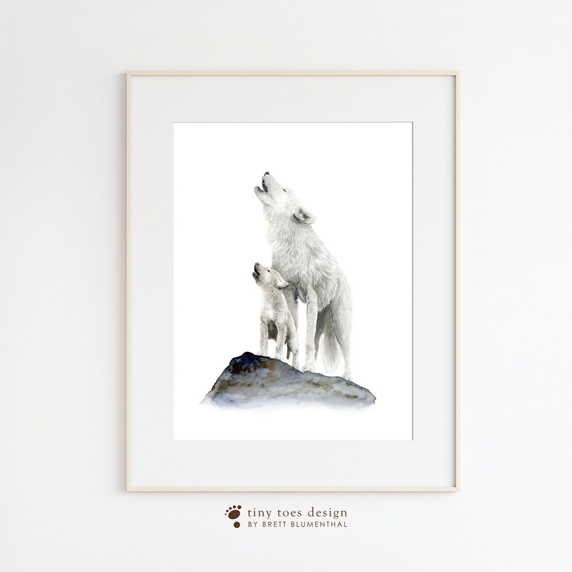 Mom and Baby Wolf Art Print, Howling Baby Wolf Nursery Art, Wolf ...