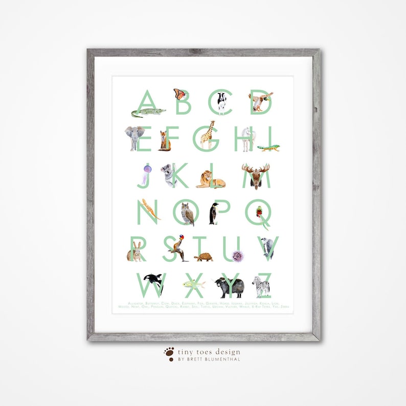 Animal Alphabet Watercolor Print, Kids Room Decor - Etsy