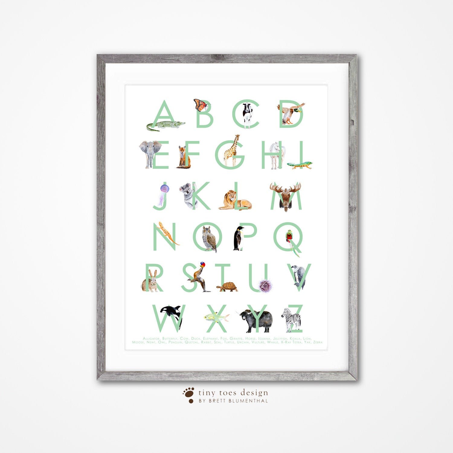 Animal Alphabet Watercolor Print, Kids Room Decor - Etsy