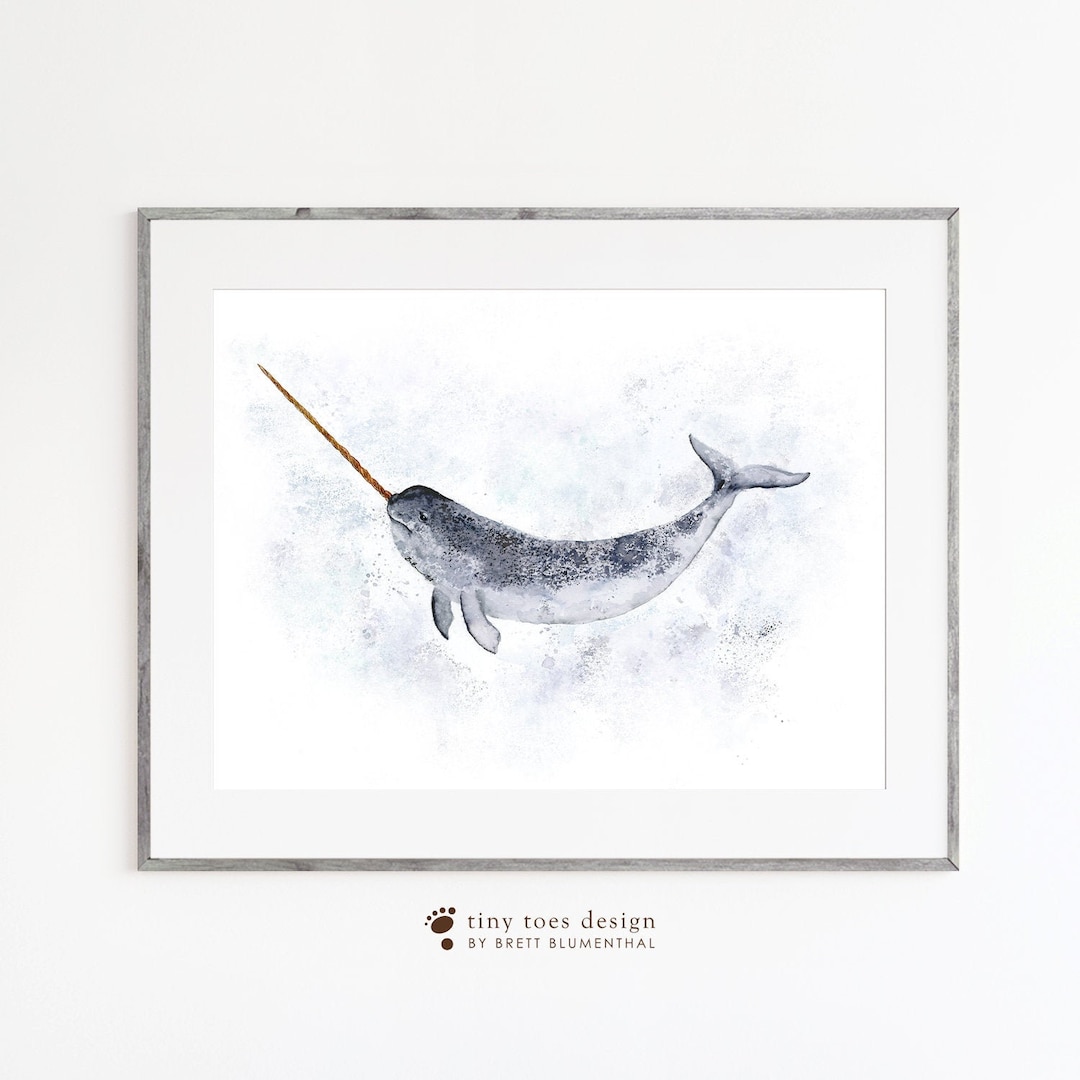 Narwhal, Whale Print, Narwhal Wall Art, Unicorn of the Sea, Whale ...