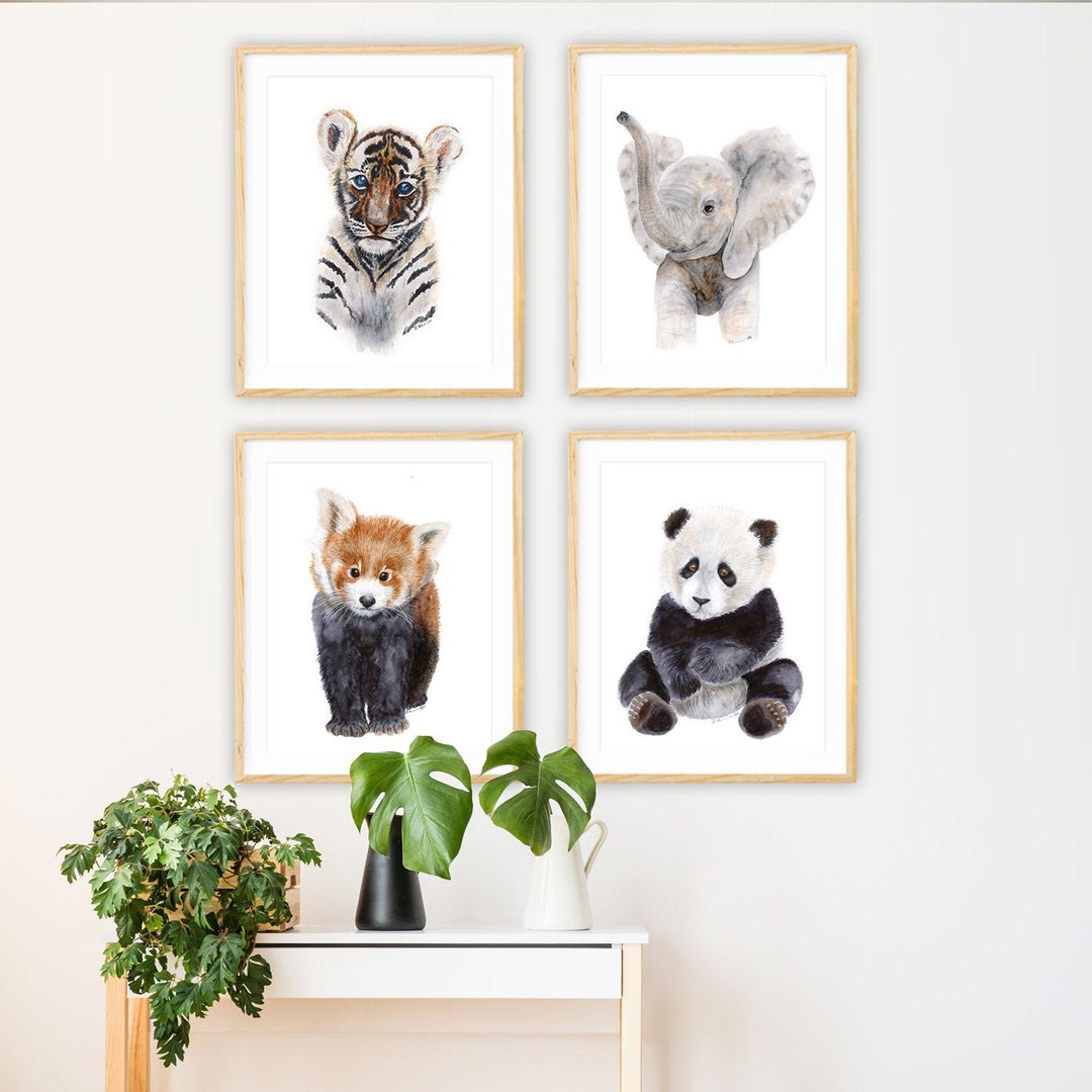 Jungle Baby Animal Prints, Animal Watercolor Nursery Print Set, Asian ...