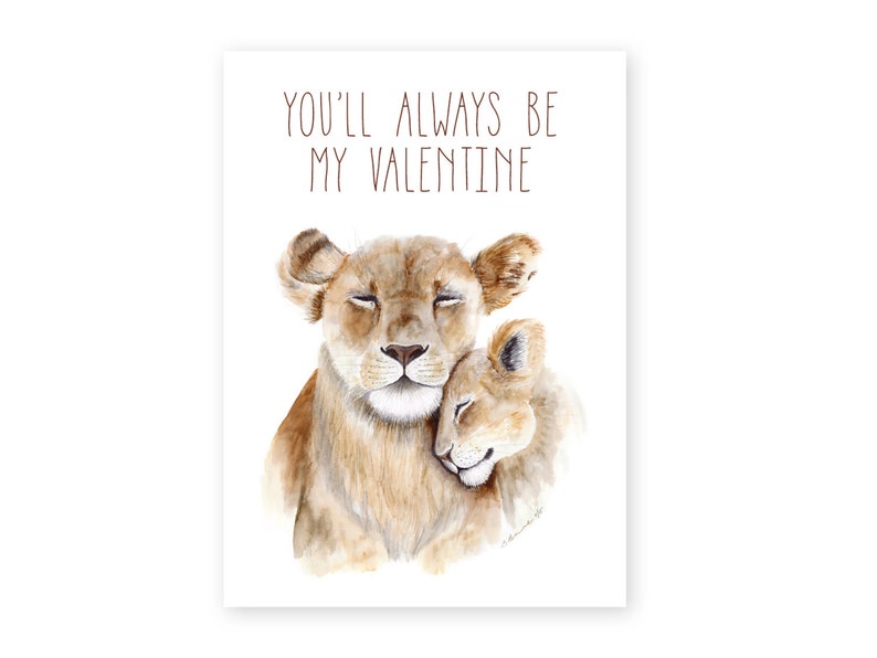 Lion Valentine's Day Card - Valentine for Mom - Mom and Baby Animals ...