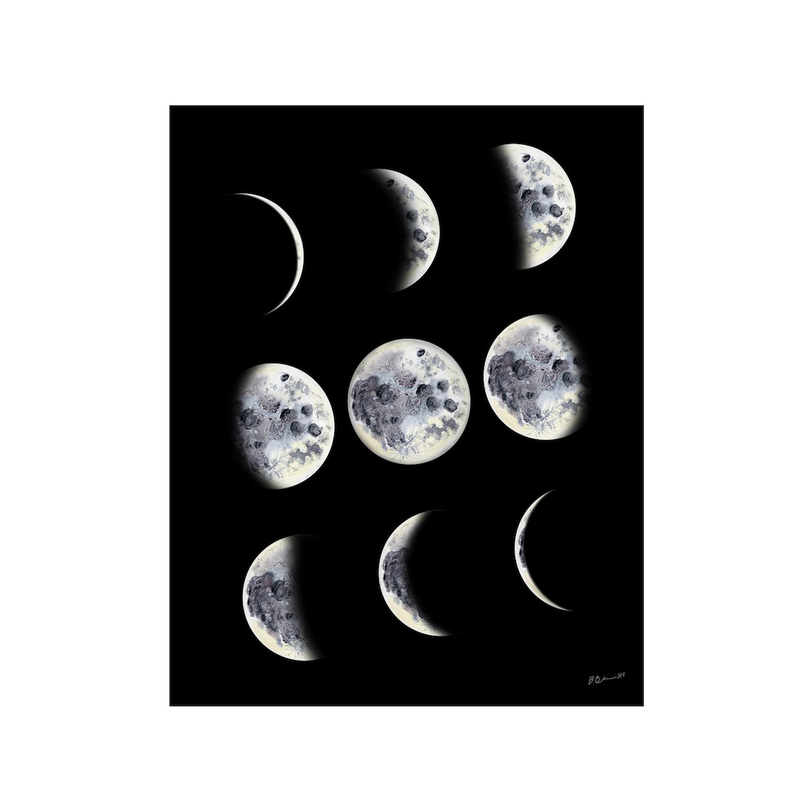 Realistic Moon Poster Moon Phase Print Lunar Phases Moon - Etsy
