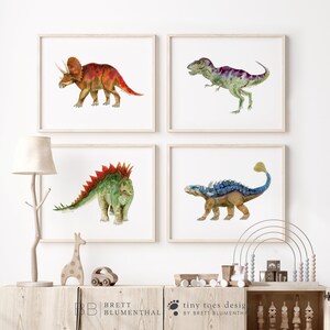 Dinosaur Print, Kids Dinosaur Art, Dinosaur Watercolor, Ankylosaurus ...