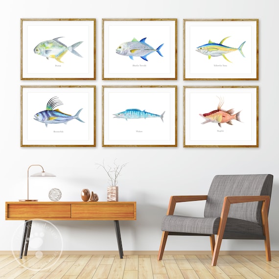 Fish Prints Fishing Wall Art Angler Fish Art Deep Sea - Etsy