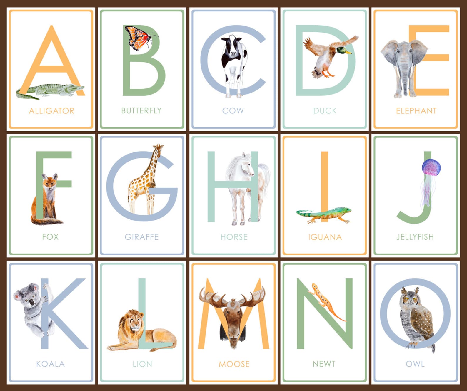 Printable Alphabet Letters Animal Alphabet Printable Flash - Etsy