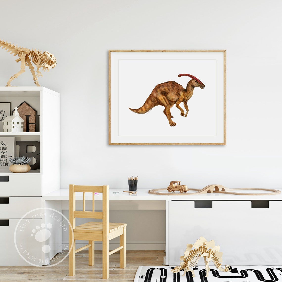 Parasaurolophus Art Dinosaur Print Dinosaur Watercolor Kids | Etsy