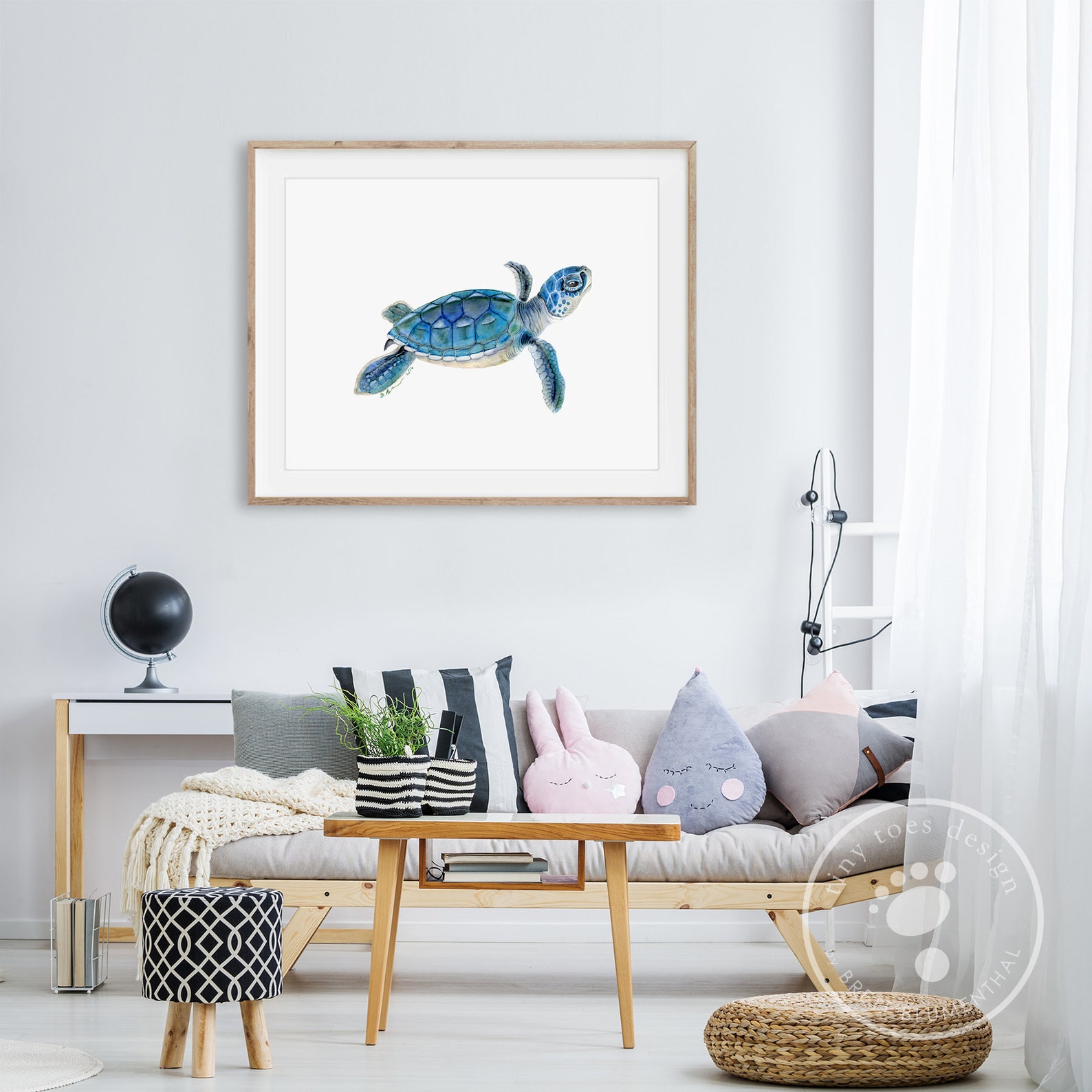 Sea Turtle Watercolor Baby Sea Turtle Art Print Nursery - Etsy