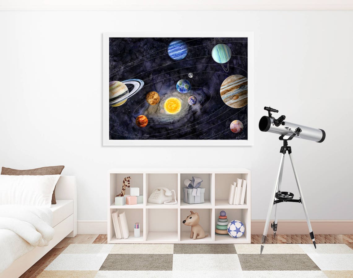 Solar System Art Space Nursery Decor Kids Room Decor | Etsy