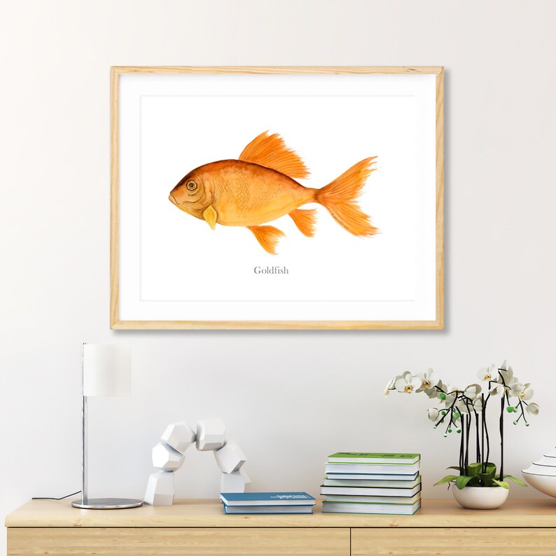 Goldfish Watercolor Fish Print Goldfish Art Print Fishing | Etsy