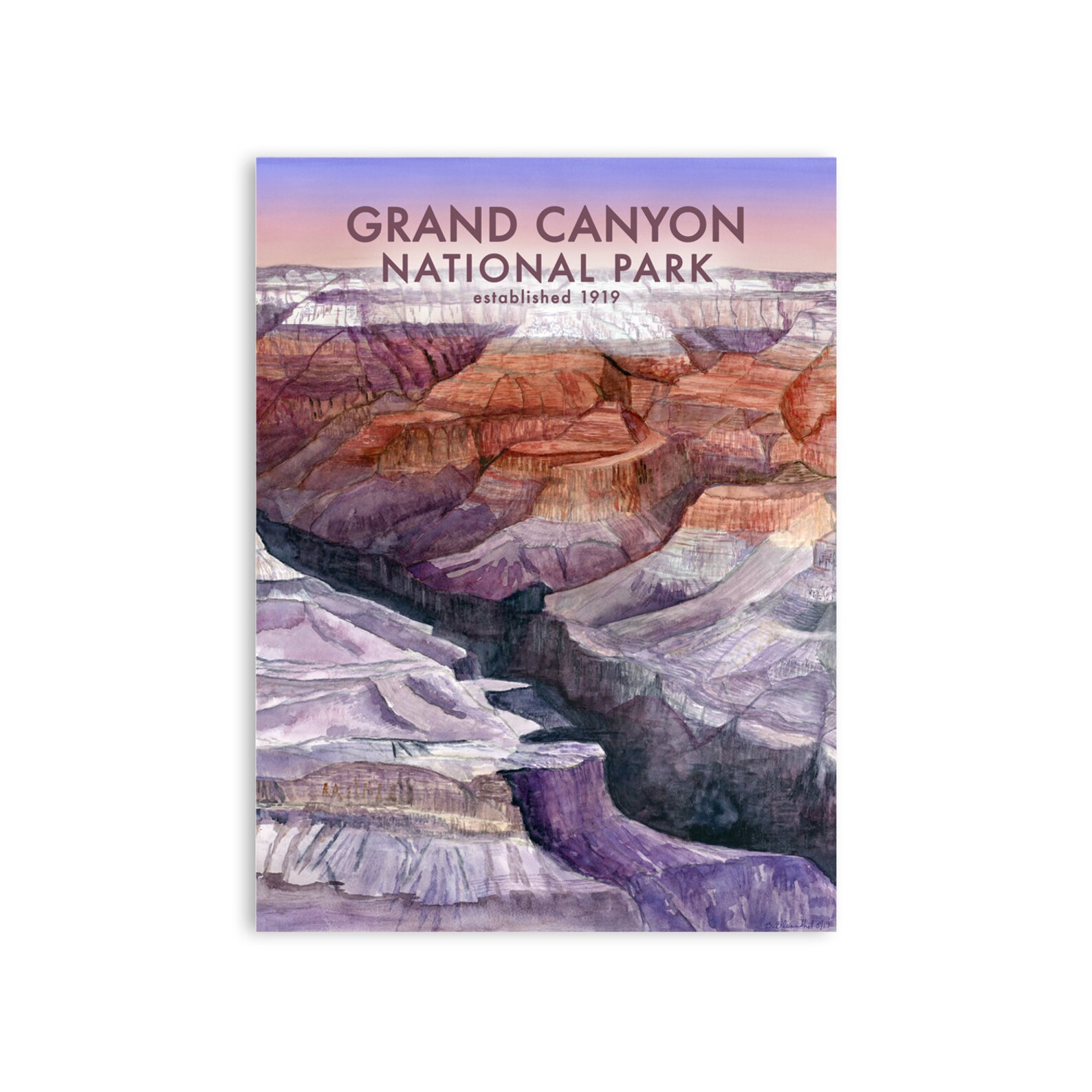 Grand Canyon National Park Poster, Yavapai Point Watercolor Print, USA ...