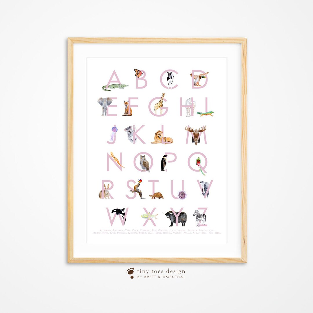 Nursery Alphabet Print, Alphabet Art, Nursery Wall Art, Alphabet Poster ...