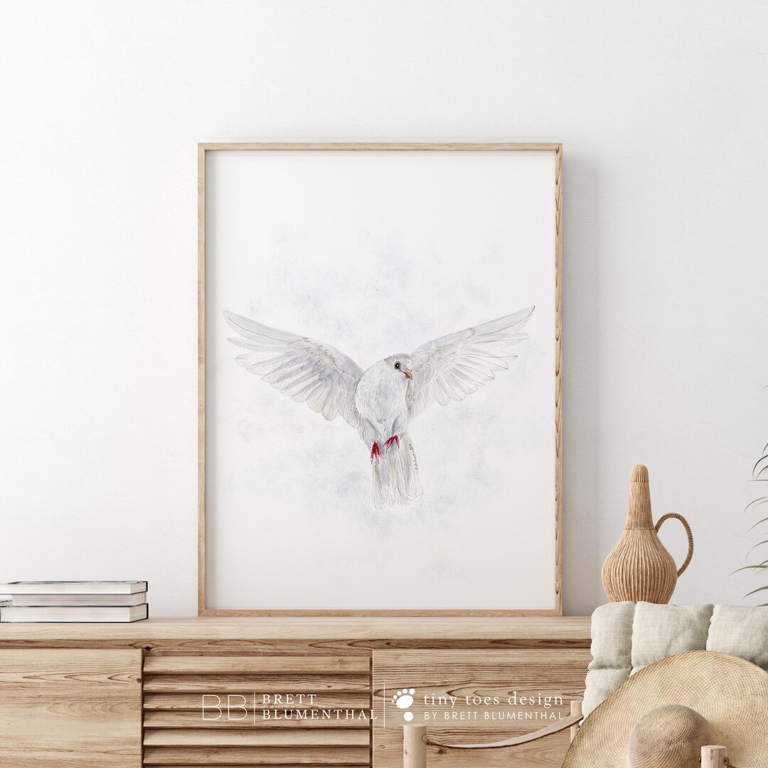 White Dove Watercolor Art Print | Peaceful Holiday Decor | Christmas ...