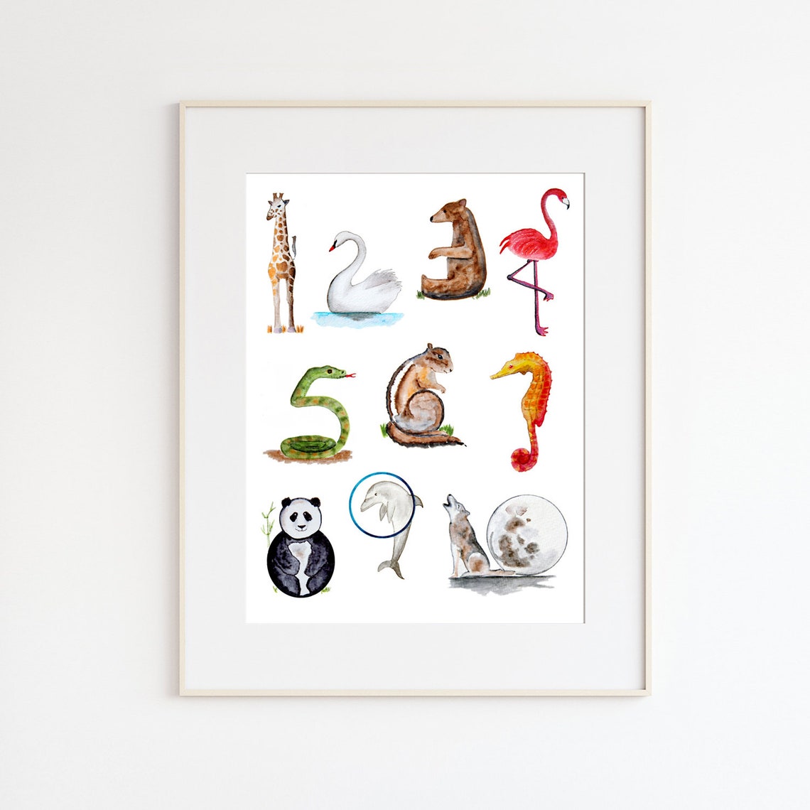 Animal Number Print Kids Number Poster Numbers for Children - Etsy