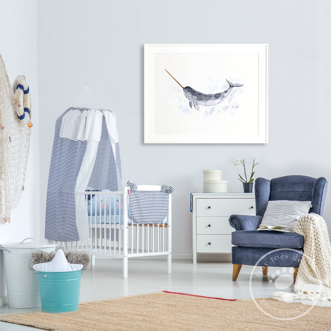 Narwhal Whale Print Narwhal Wall Art Unicorn of the Sea | Etsy