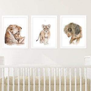 Lion Art Print - Father's Day Gift - Animal Art - Dad and Baby Lion ...