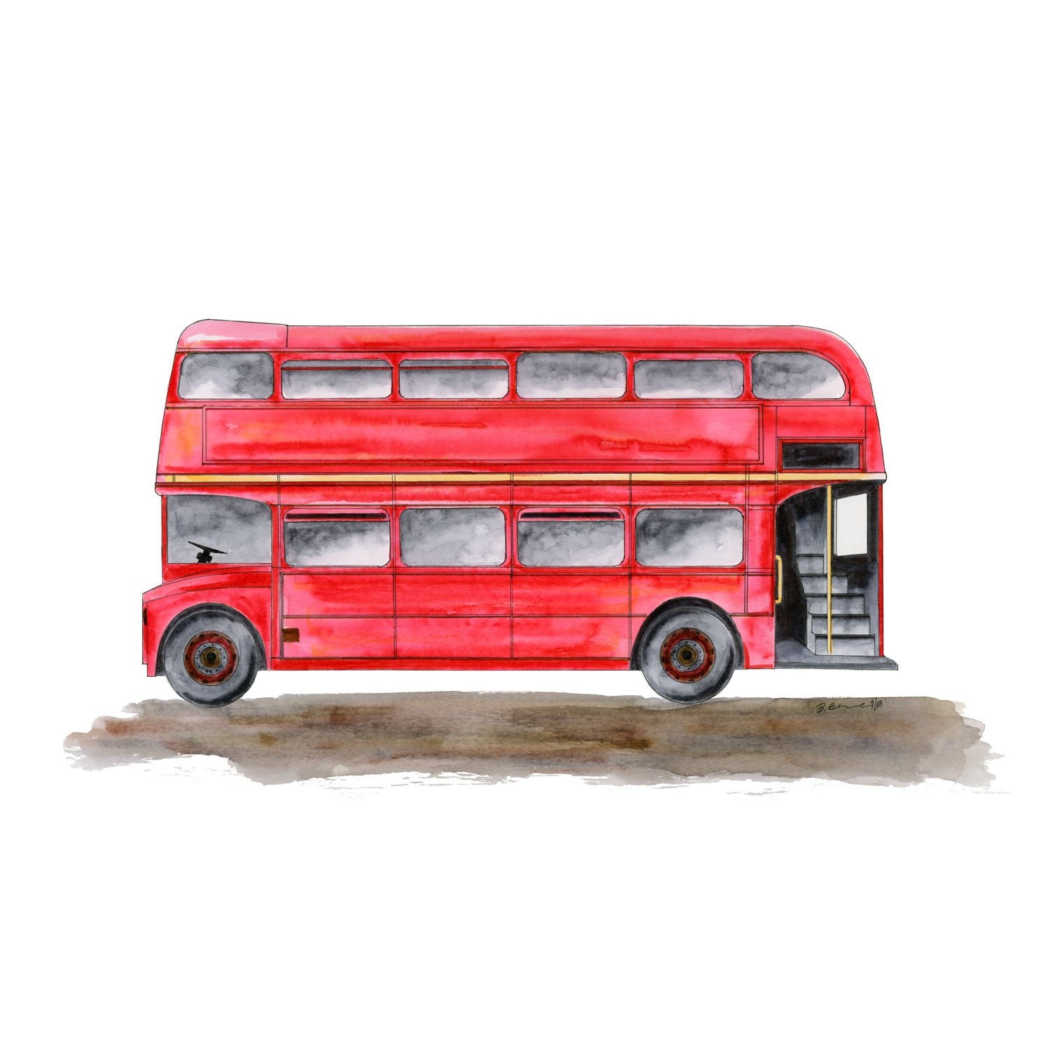 London Red Bus, Double Decker Bus Print, Kids Transport Themed Art ...