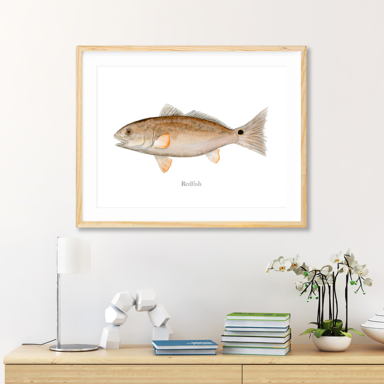 Ocean Fish Painting Redfish Watercolor Art Deep Sea Fishing - Etsy