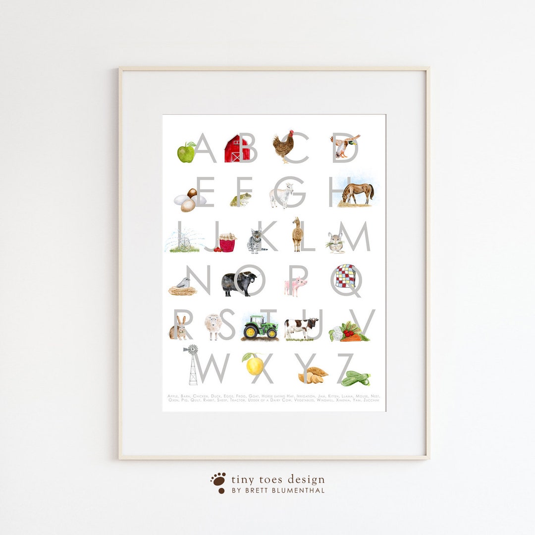 Farm Alphabet Nursery Print, Farm ABC Wall Art, Farm Alphabet Poster ...