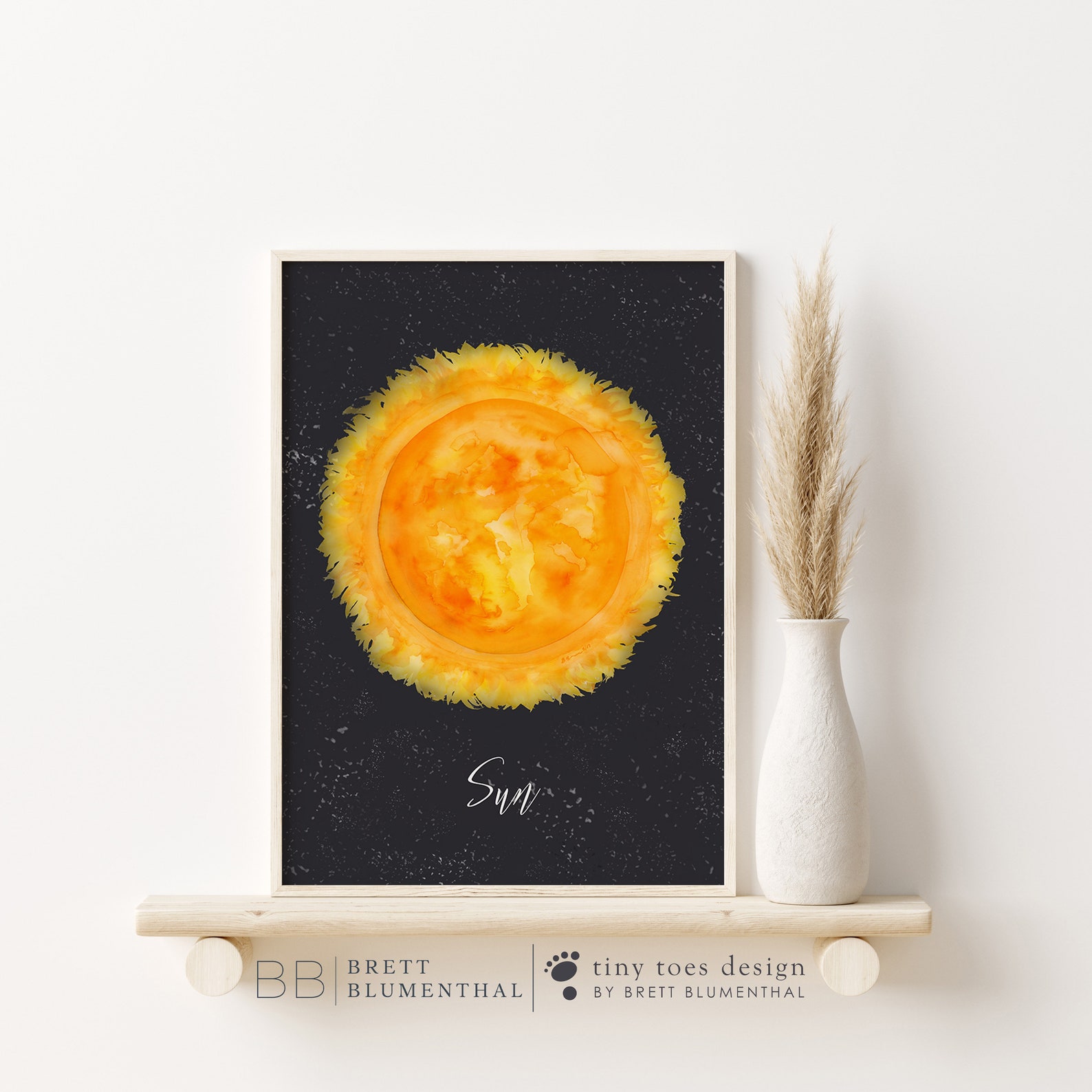 Sun Watercolor Print, Sun Nursery Art, Space Wall Art for Kids, Outer ...