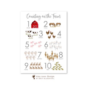 Farm Number Nursery Decor, Farm 123 Wall Art, Farm Counting Poster ...