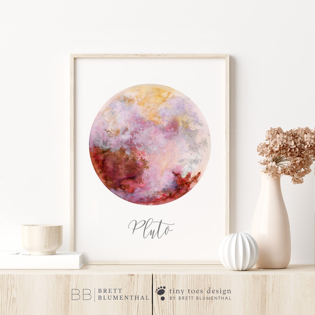 Pluto Print, Planet Watercolor, Dwarf Planet Pluto Art, Science Gift, Space Art, Science Poster ...