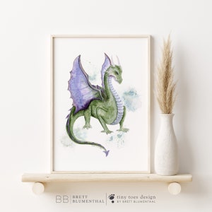 Dragon Print - Large Dragon Poster - Fairy Tale Art - Dragon Nursery ...