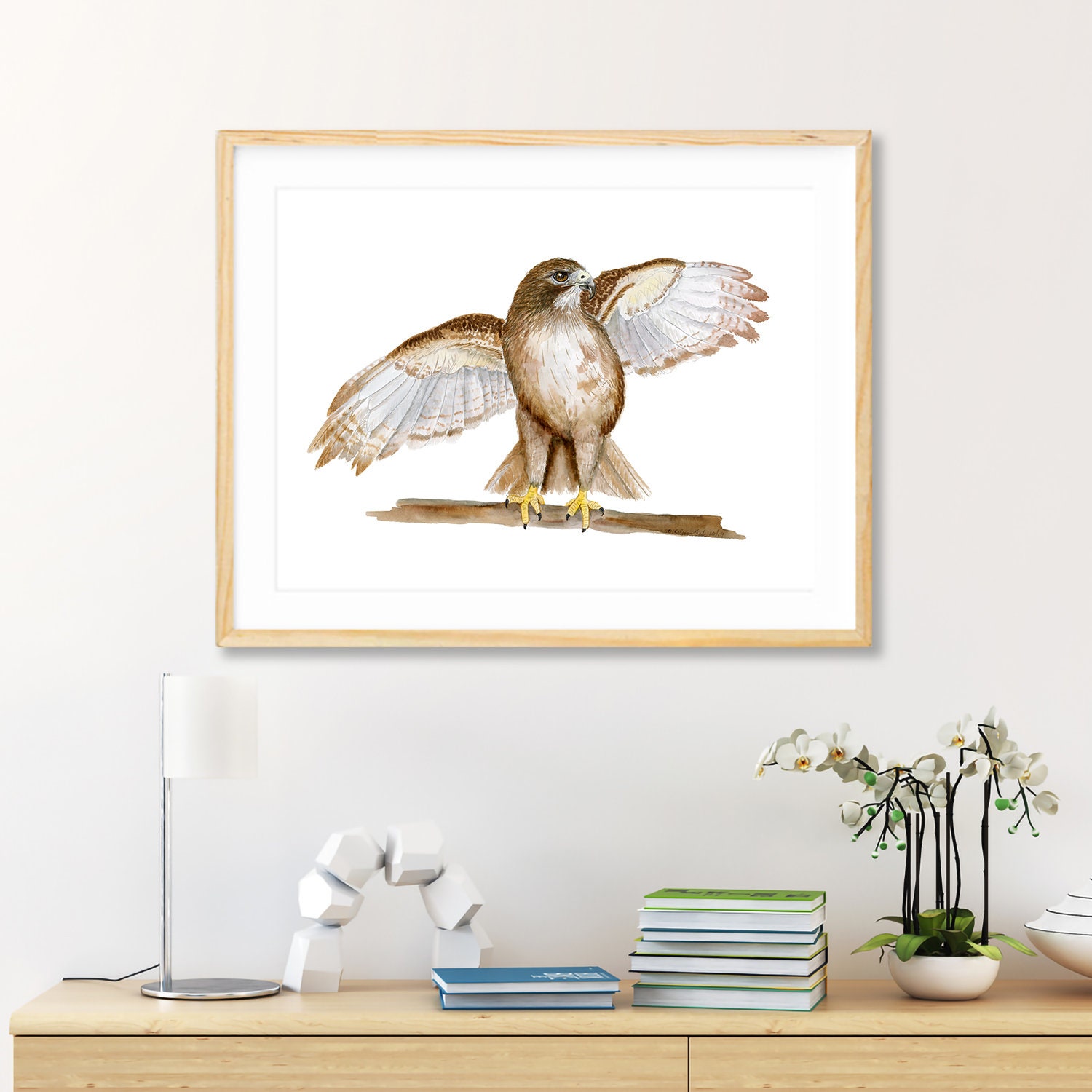 Red Tailed Hawk Painting Red Tail Hawk Print Bird Watercolor | Etsy