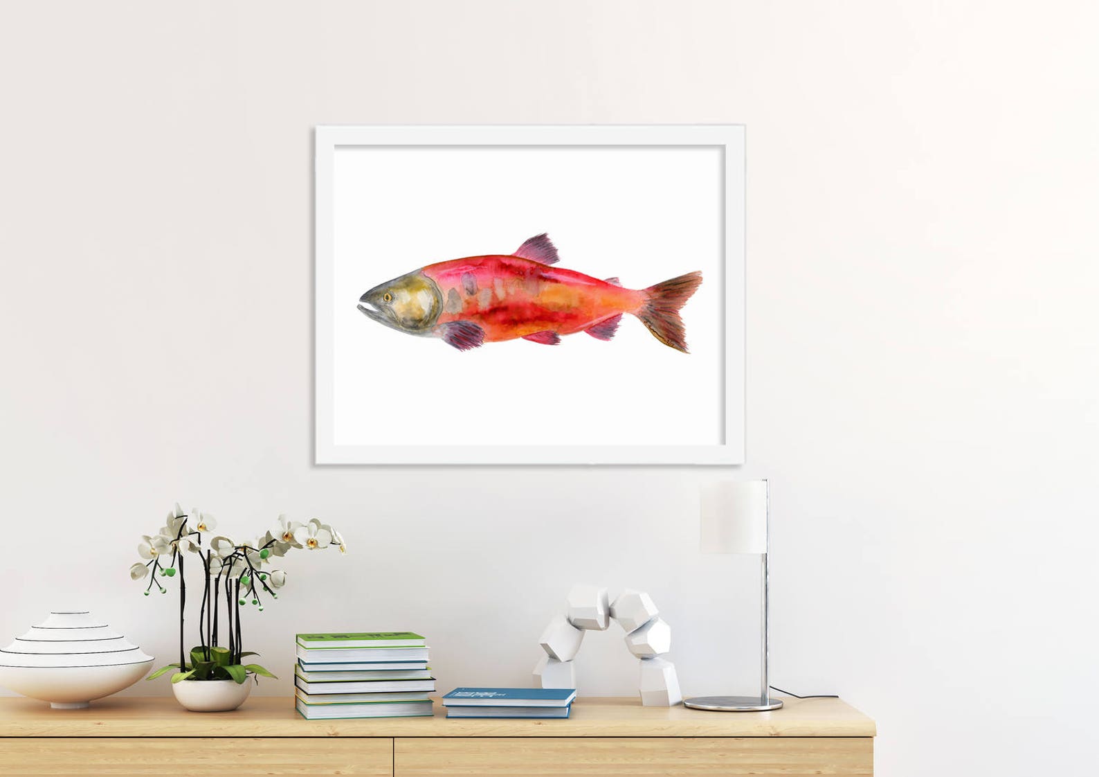 Salmon Watercolor Fish Art Print Alaskan Art Salmon - Etsy