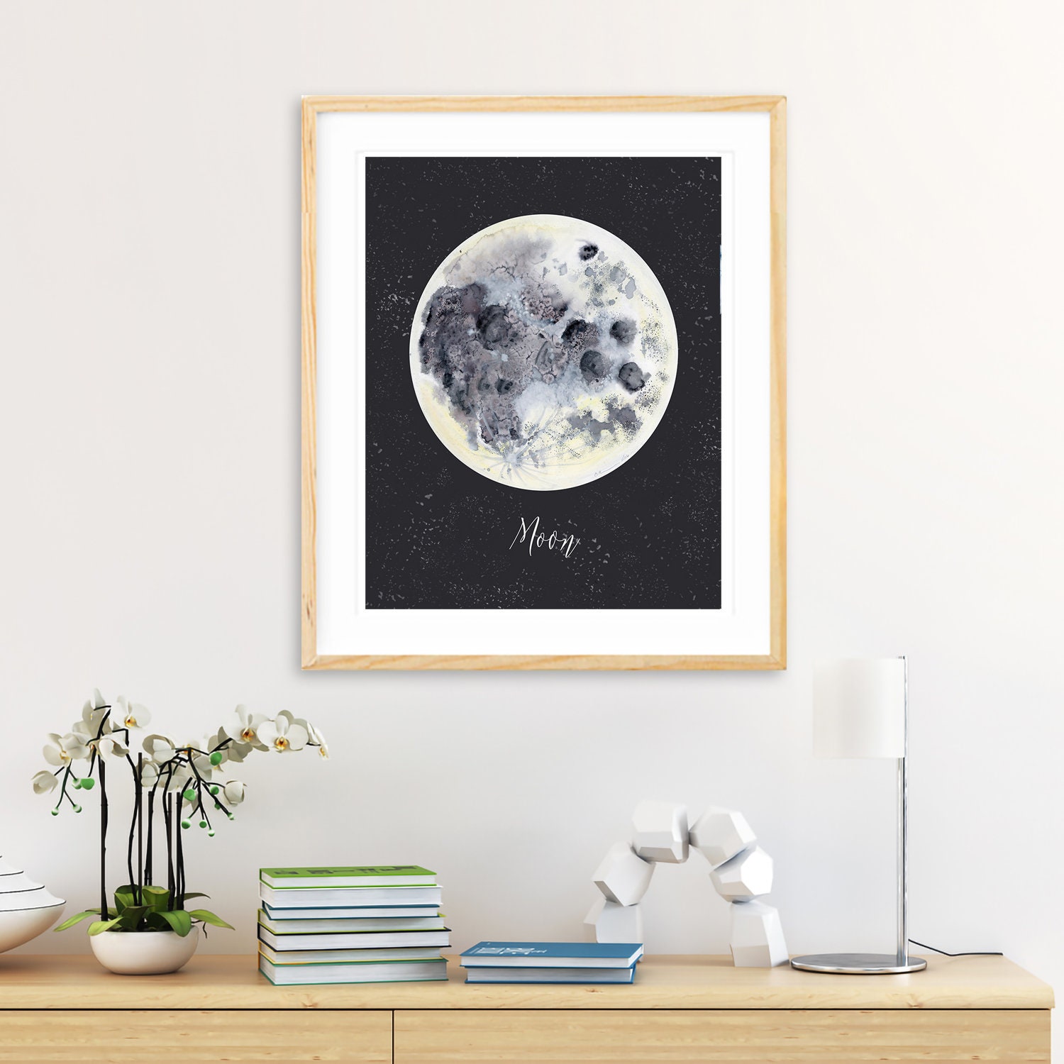 Full Moon Poster Art Lunar Moon Print La Luna Moon | Etsy