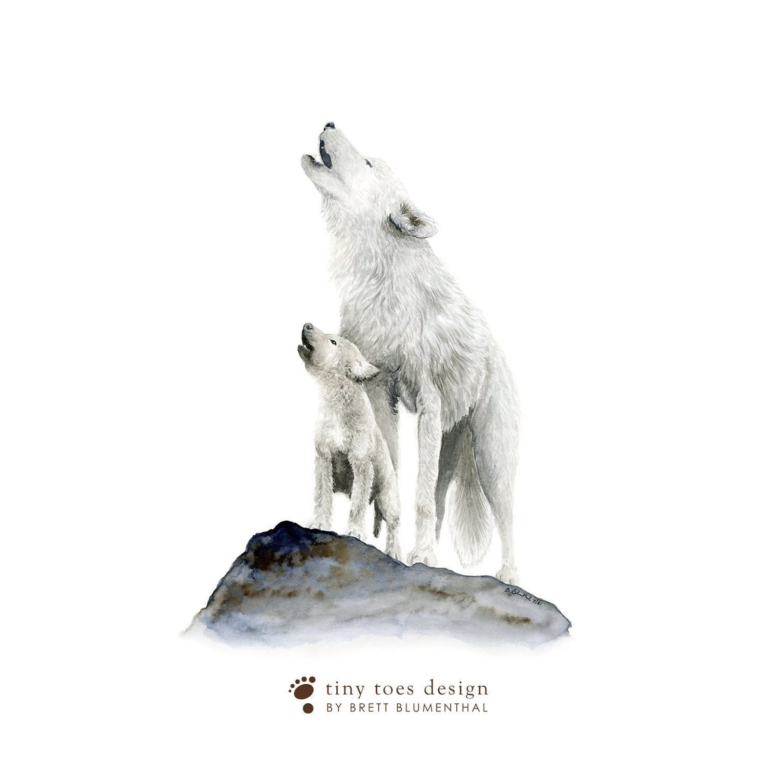 Mom and Baby Wolf Art Print, Howling Baby Wolf Nursery Art, Wolf ...