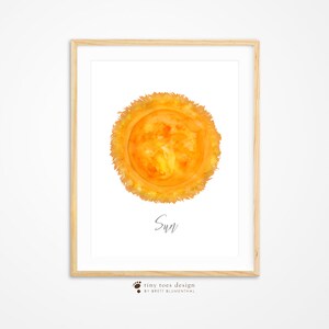 Sun Watercolor Print Sun Nursery Art Space Wall Art for - Etsy