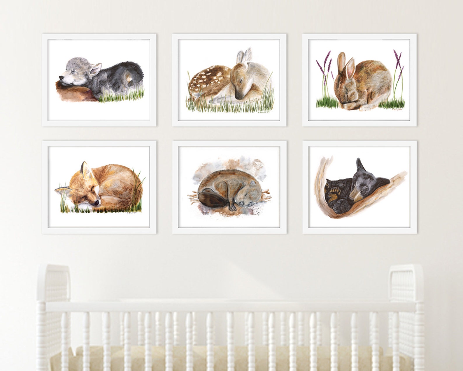 Rabbit Art Woodland Nursery Baby Bunny Nursery Art Rabbit - Etsy