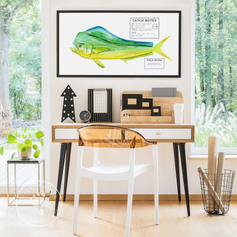 Custom Mahi Mahi Wall Art – Dorado Watercolor Fishing Gift for Men - Etsy