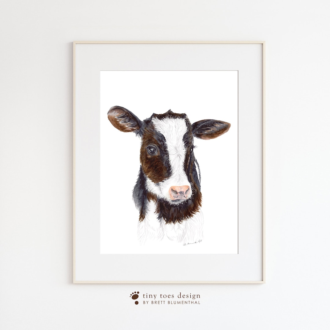 Farm Animal Nursery Decor, Baby Cow Art, Cow Nursery Print, Holstein ...