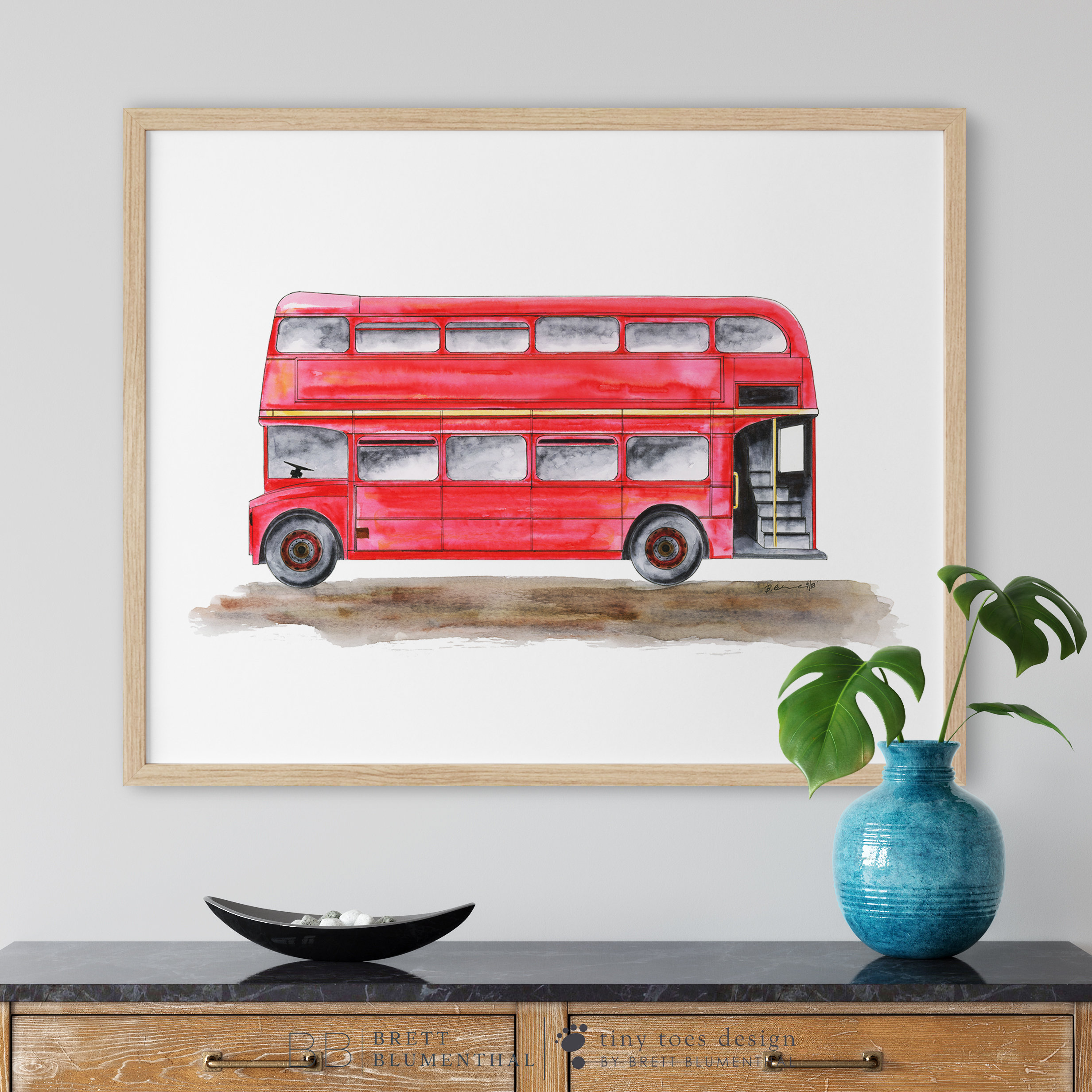 London Red Bus, Double Decker Bus Print, Kids Transport Themed Art ...