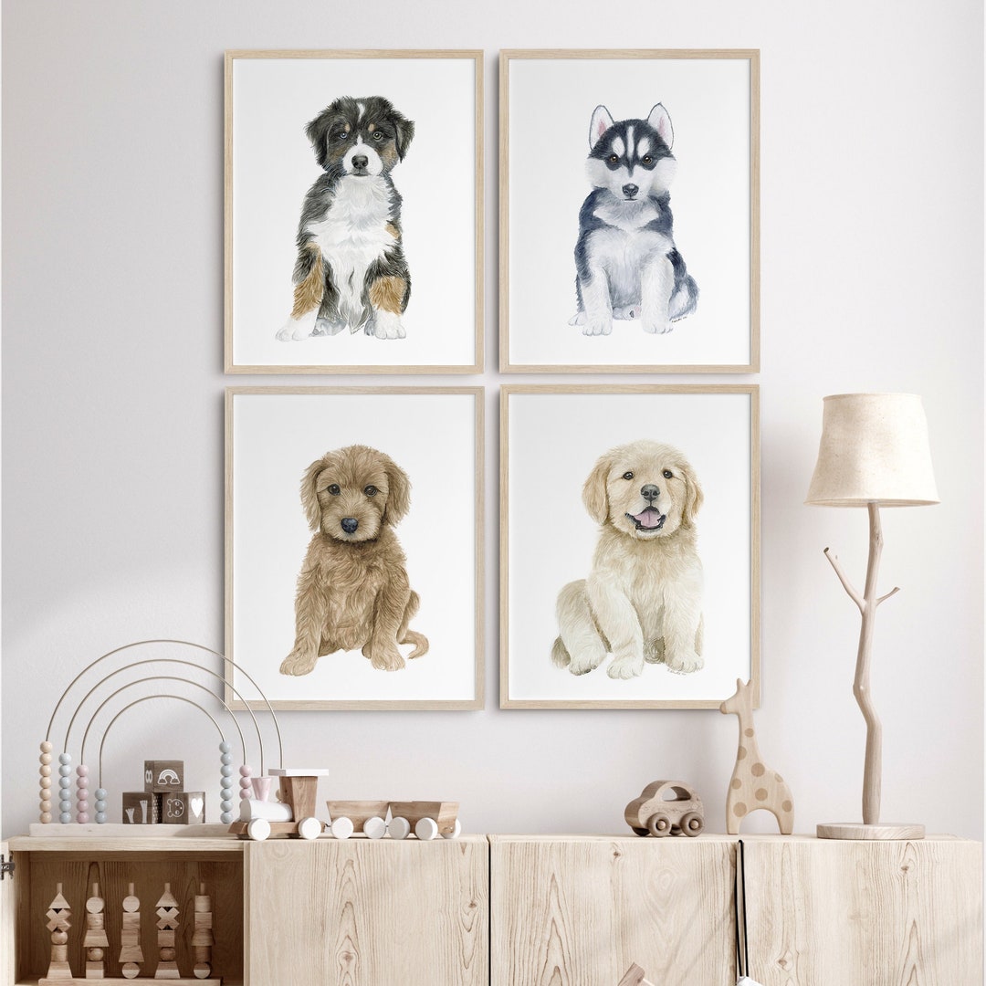 PUPPY Nursery Decor, Dog Art, Puppies Print Set, Baby Boy Room Wall Art ...