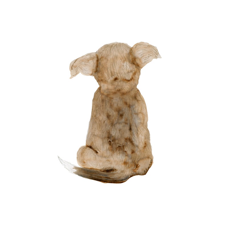 Puppy Back Print Puppy Tail Painting Back of Dog Art Pup | Etsy