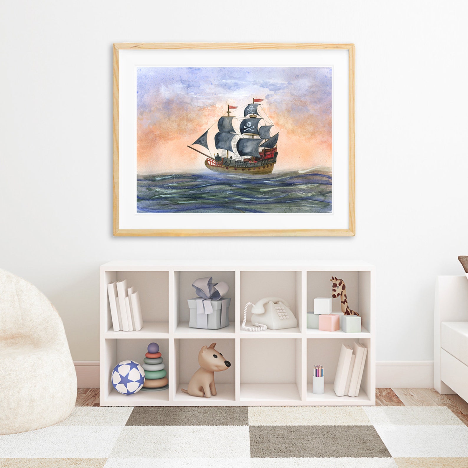 Pirate Ship Print Sail Boat Wall Art Pirate Nursery Art | Etsy