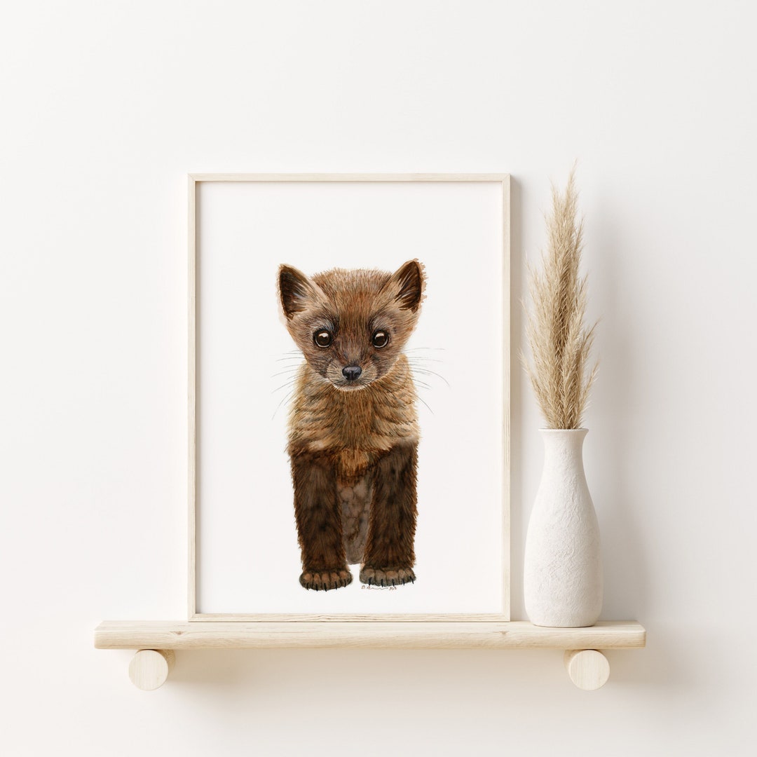 Baby Weasel Print, Woodland Nursery Decor, Baby Animal Print ...