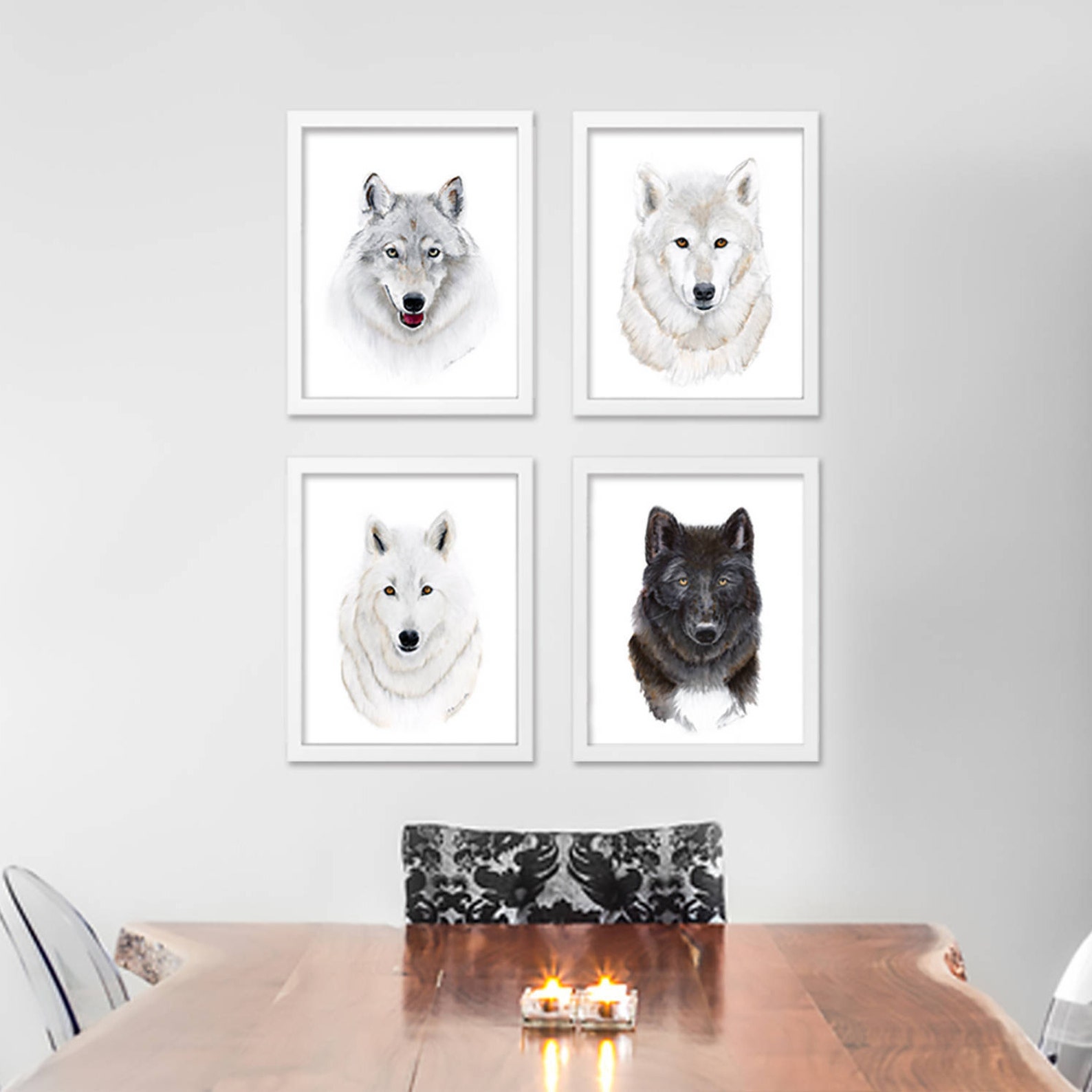 Wolf Print Wolf Watercolor Painting Home Decor Woodland - Etsy