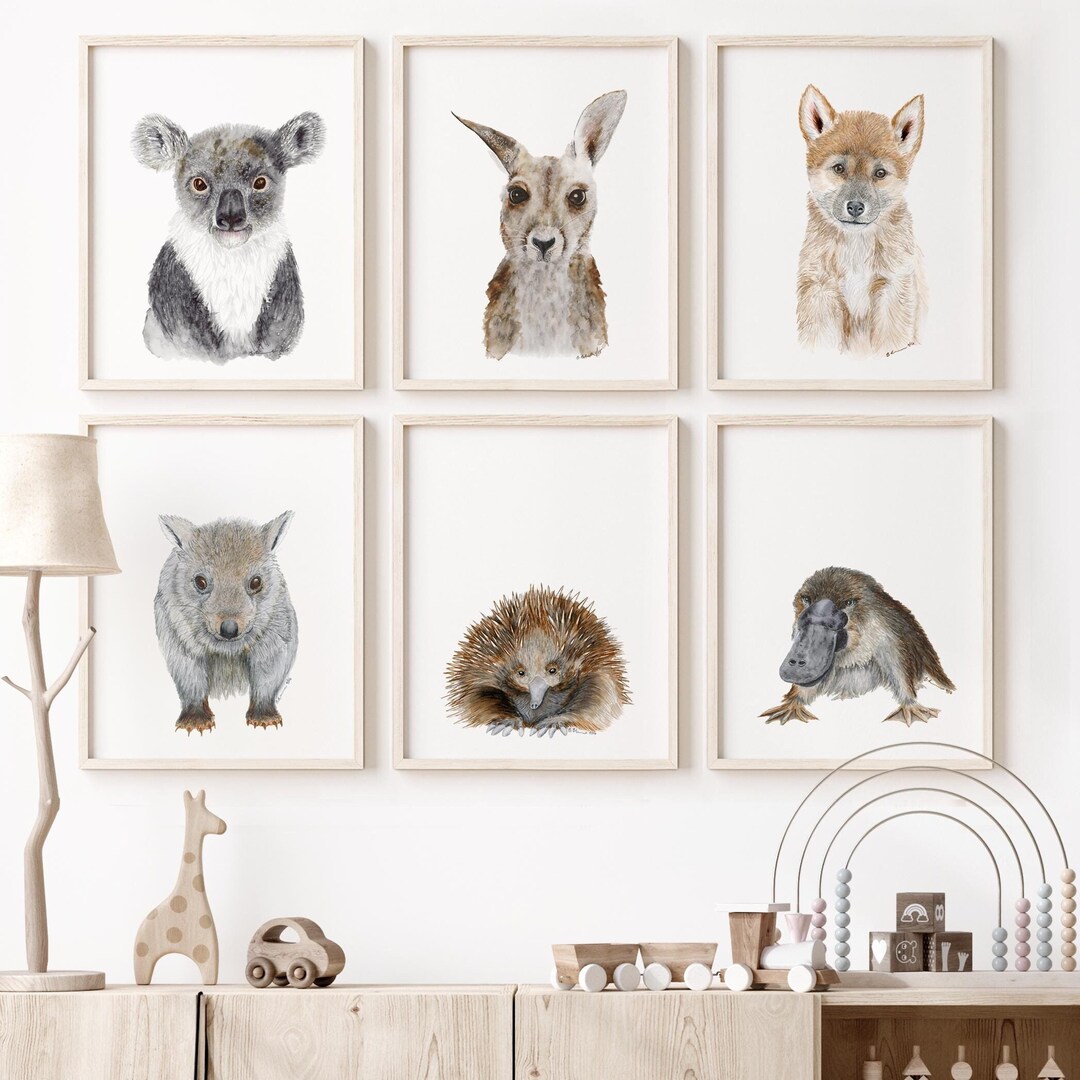 Australian Animal Nursery Decor - Set of 6 Prints | Baby Animal ...