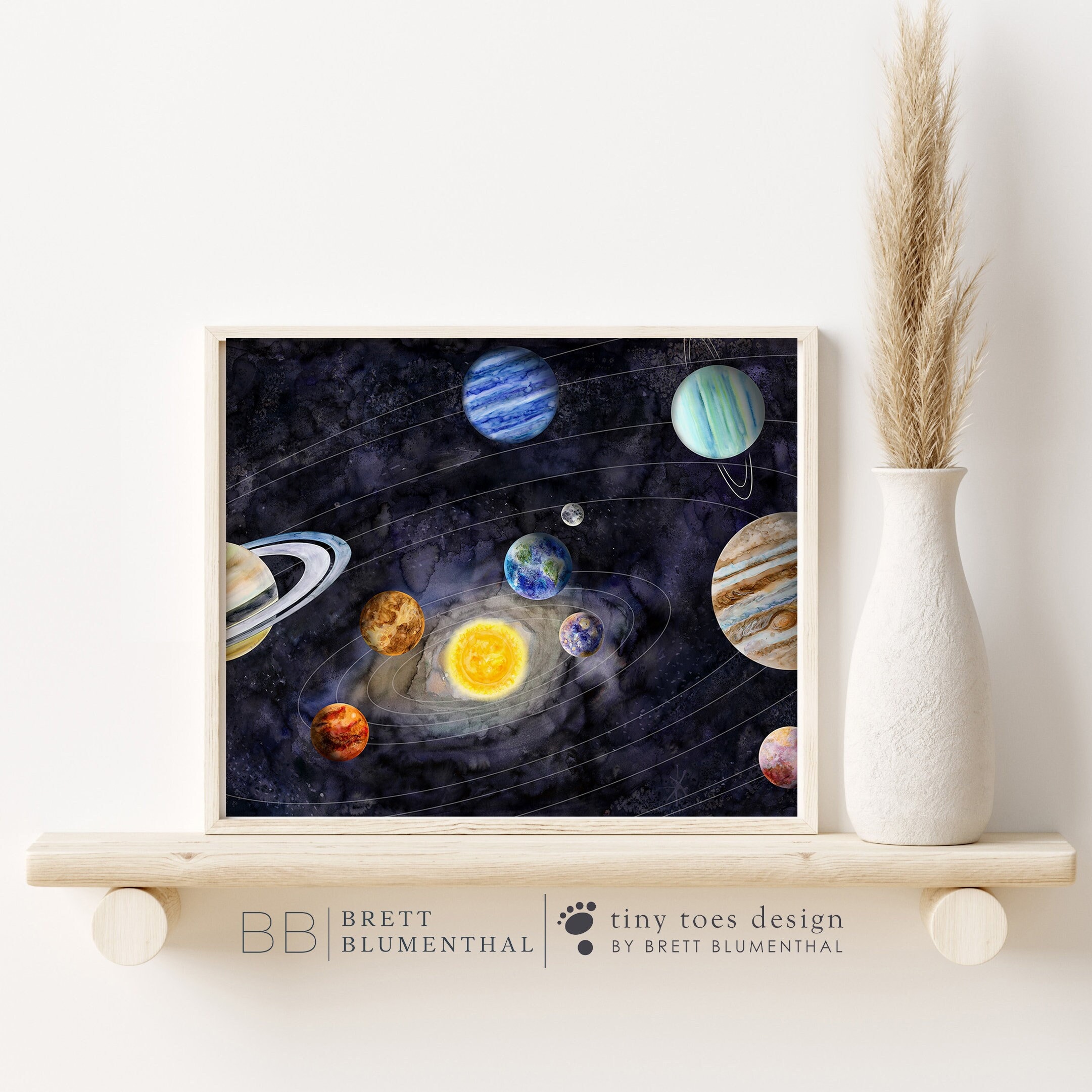 Solar System Art - Space Nursery Decor - Kids Room Decor - Space Print ...