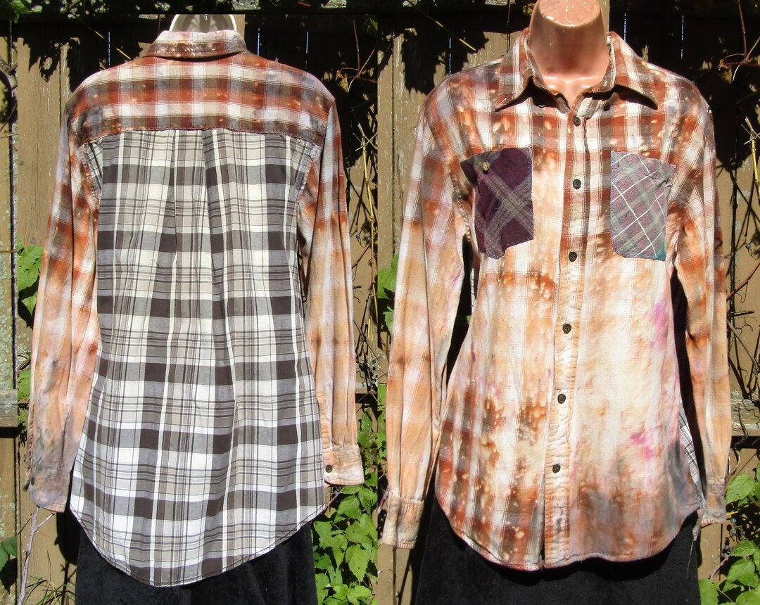 Altered Flannel Shirt Women -frayed Bleached Flannel -boho Hippie ...