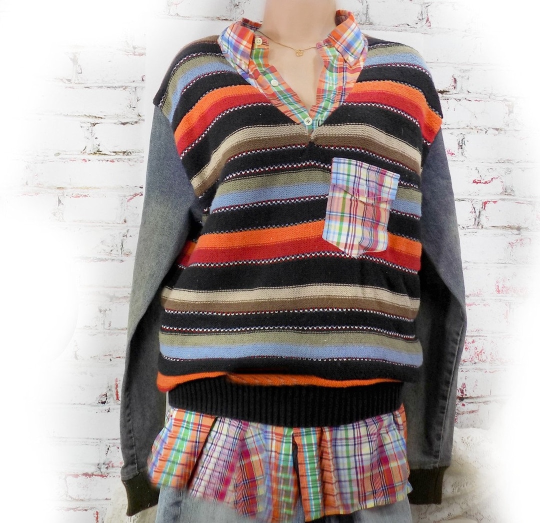 Upcycled Sweater Jacket - OOAK Sweater - Upcycled Sweater Top ...