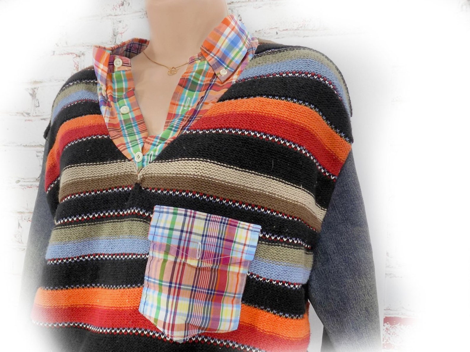Upcycled Sweater Jacket - OOAK Sweater - Upcycled Sweater Top ...