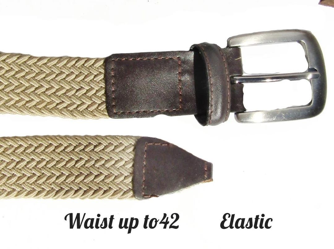 Vintage Woven Belt - Tan Braided Belt -tan Belt - Adjustable Elastic ...