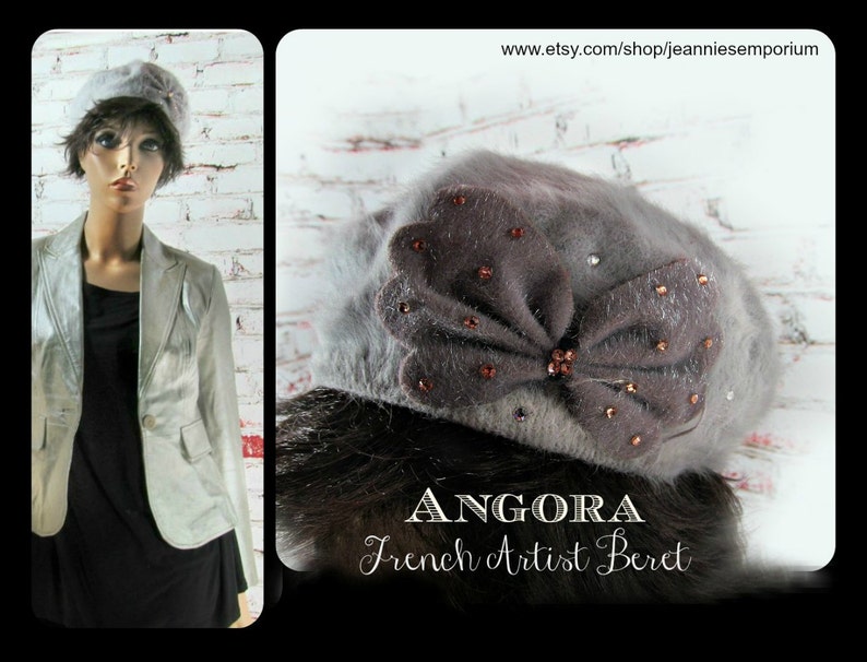 Women's Beret Grey Beret French Beret winter Beret Angora Beret Beret ...