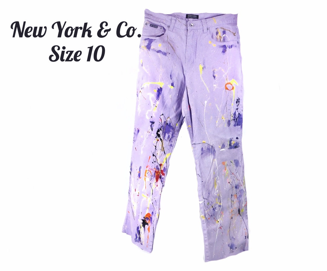 Hand Painted Denim Jeans -art to Wear Pants Women - High Waisted Pants ...