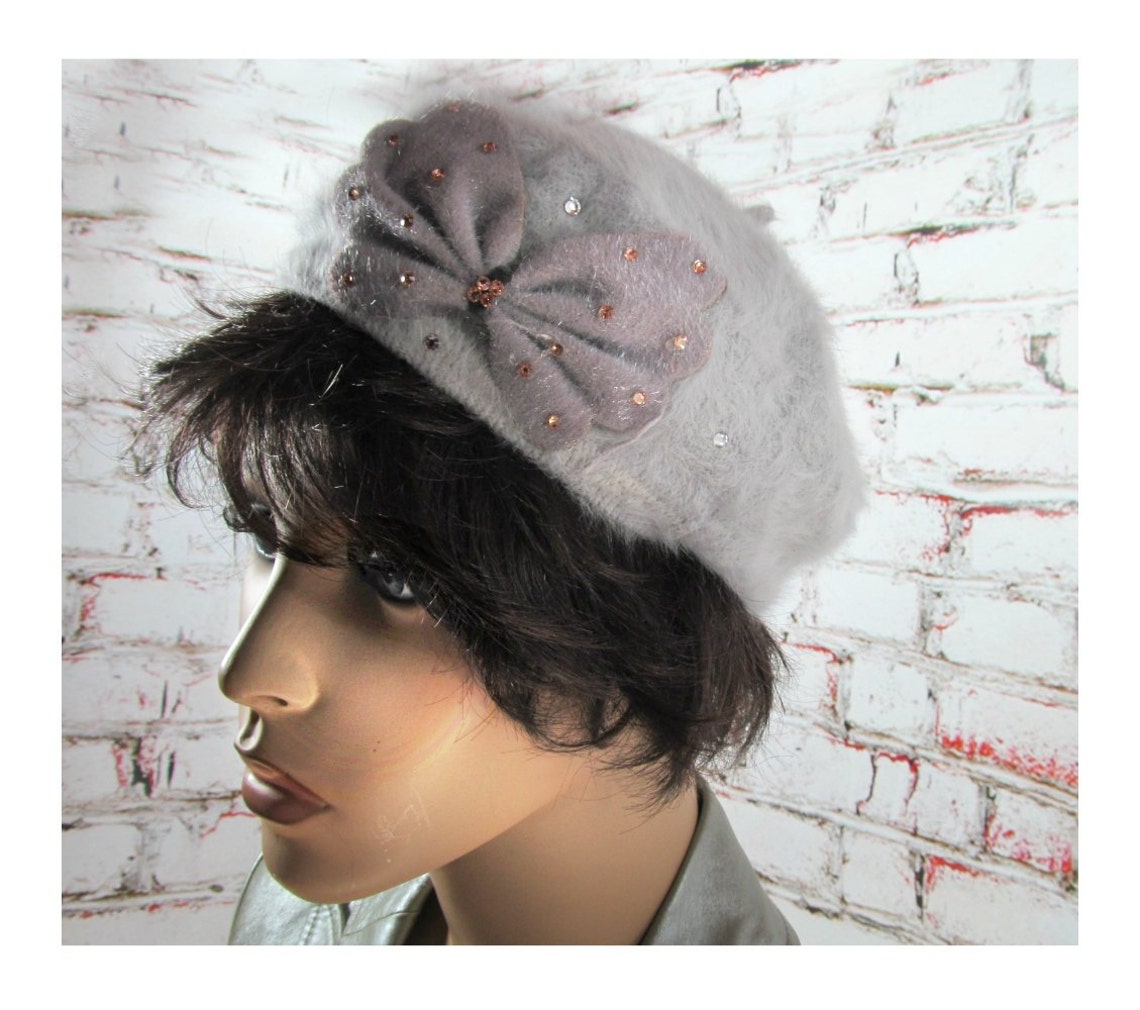 Women's Beret Grey Beret French Beret winter Beret - Etsy